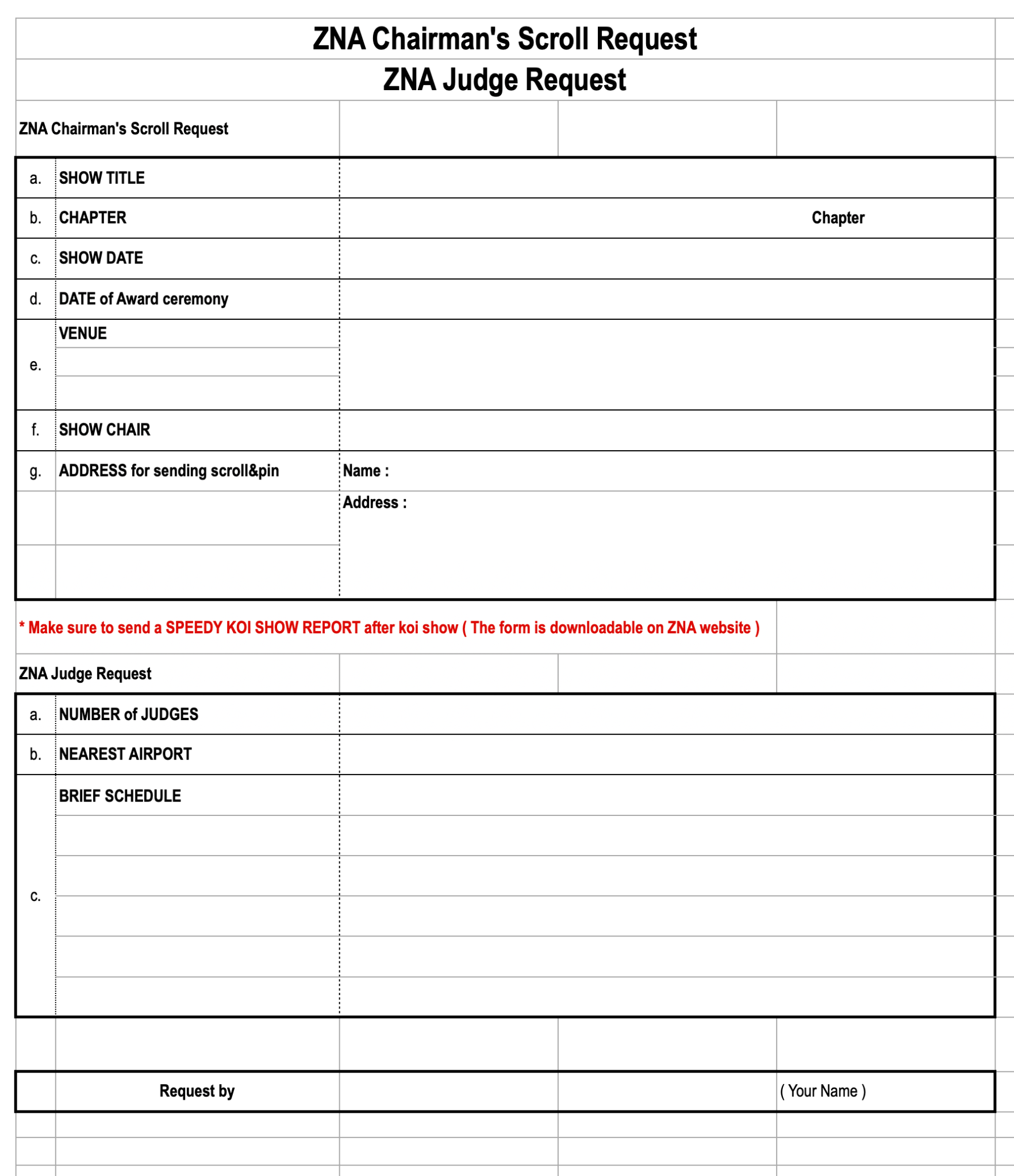 ZNA Chairman’s Scroll & Judge Request | Zen Nippon Airinkai